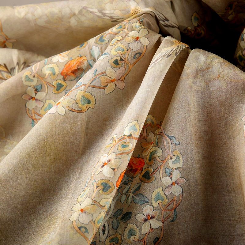 High-end custom imitation vintage print cotton and linen fabric summer ...