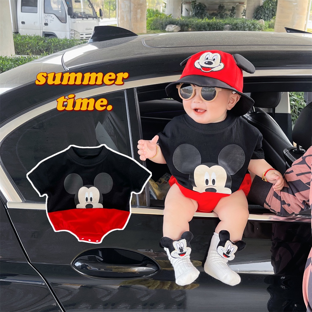 Summer newborn baby clothes 0-2 years old cartoon boys and girls Korean ...