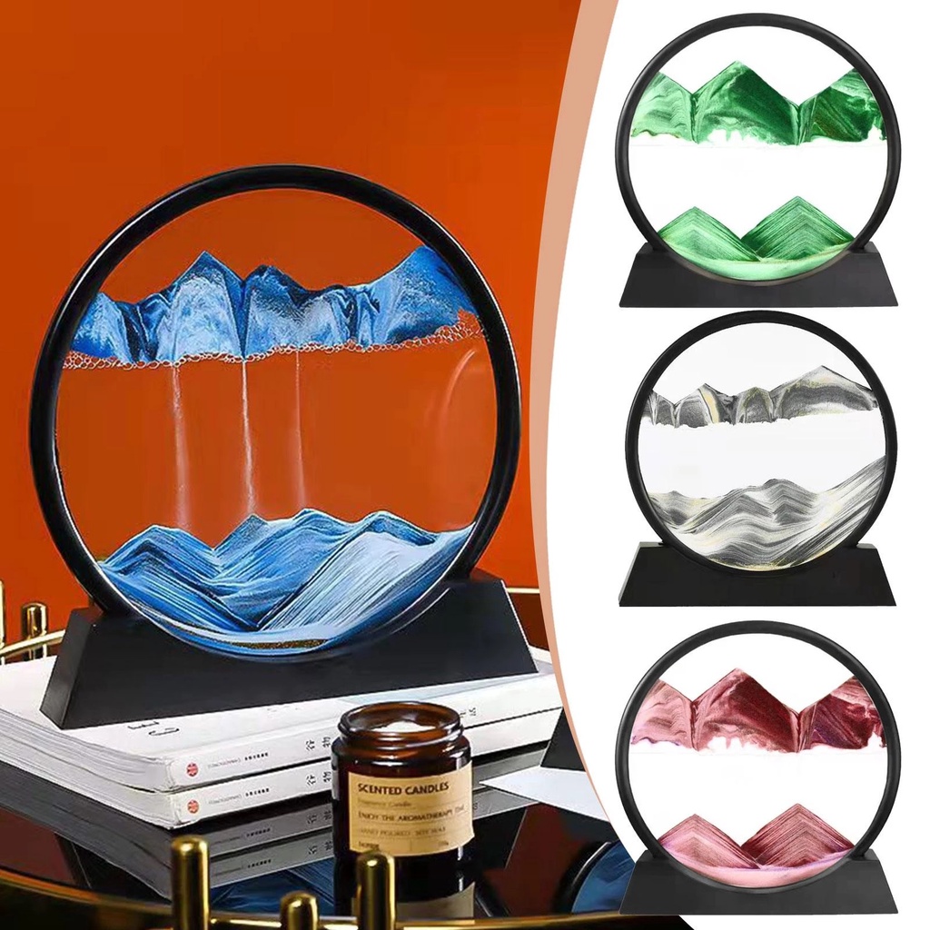 3D Moving Sand Art Nordic Creative Oranment Liquid Hourglass Flowing ...