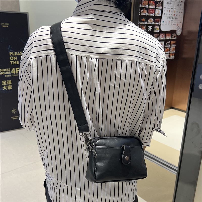 Threebox fashion brand men's buckle diagonal bag casual retro men's bag ...