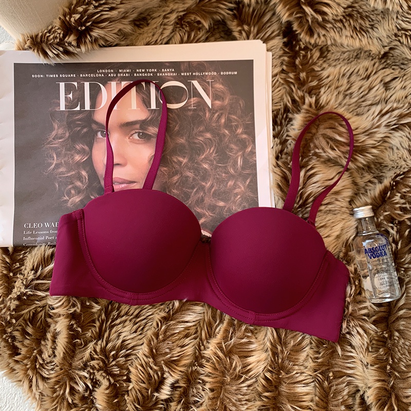 Glossy No marks Underwear Women's Half Cup Bra Small Breast Psuh UP ...