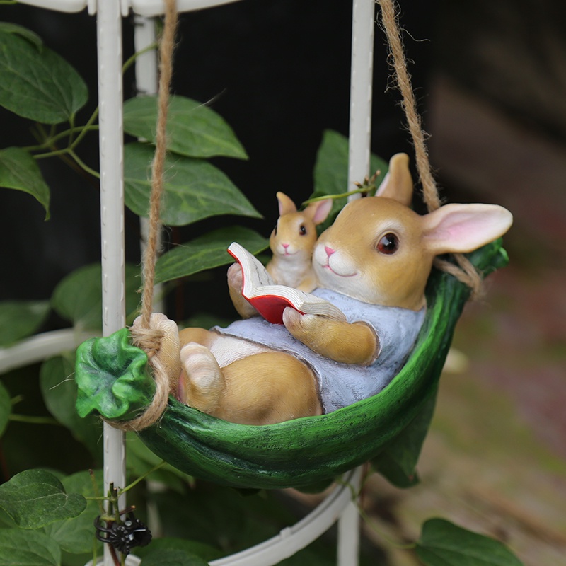 Courtyard Outdoor Tree Pendant Swing Rabbit Decorations Garden ...