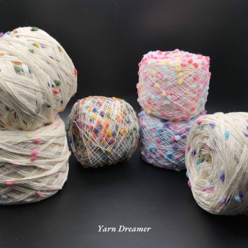 Benang kait Customized Yarn Pom pom Mixed Yarn for Knitting Yarn DIY ...