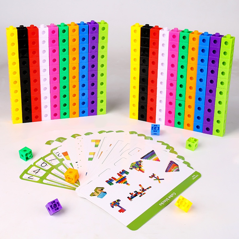Math Linking Cubes with Activity Cards Set Number Blocks Counting Toys Math Counters Educational ...
