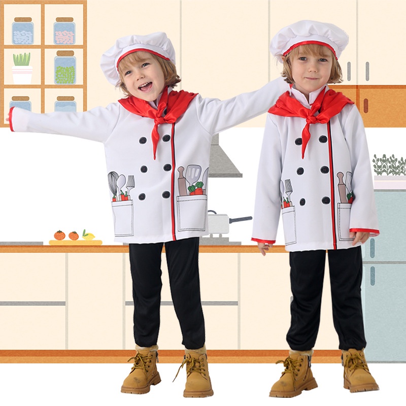 Kids Boy Girl Cosplay Chef Suit Set Kindergarten Festival Handmade ...