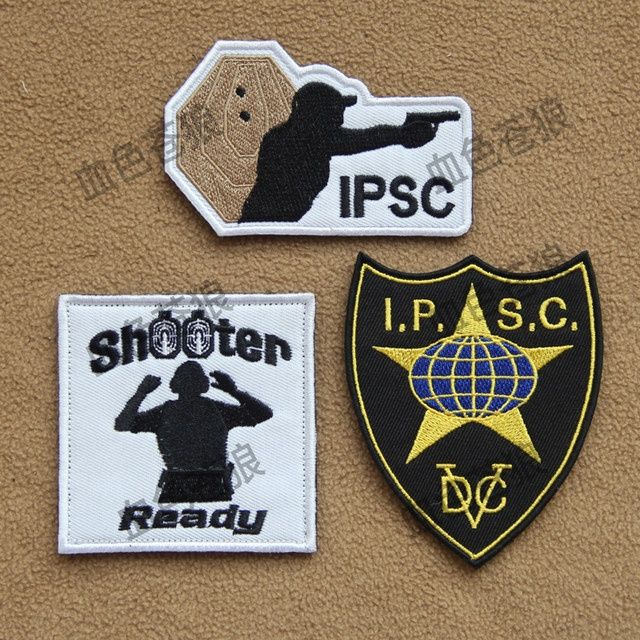 IPSC射击协会 刺绣魔术贴章臂章背包贴章帽贴个性战术士气章 Embroidered Velcro Badge Arm Badge ...