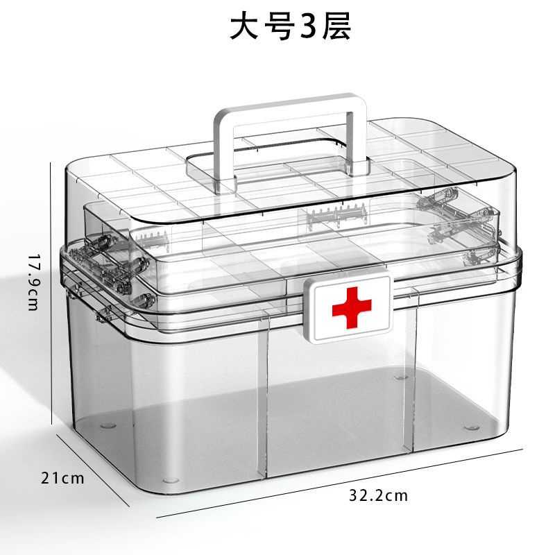 Large Size First Aid Transparent Plastic Medicine Portable Household ...