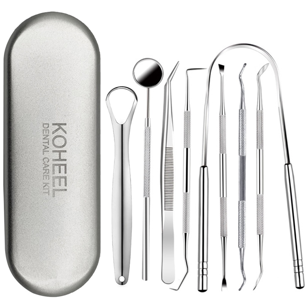 KOHEEL Dental Tools with Metal Case, 8 Count Teeth Cleaning Tools Set ...