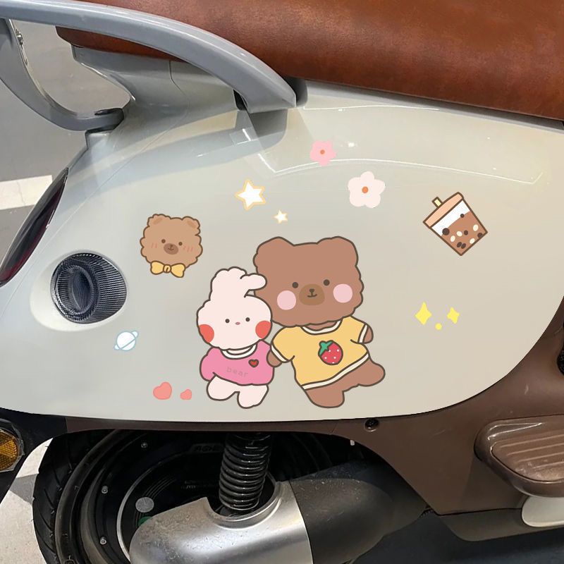 [Electric Car Sticker] Cute Cartoon Electric Motorcycle Decorative ...