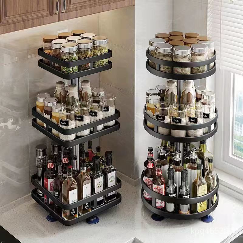 Taiwan Rotatable Kitchen Seasoning Rack Multifunctional Corner Multi ...