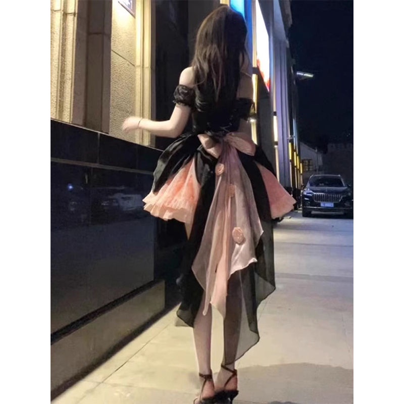 Black pink rose lolita dress wedding dress Lolita fishbone fugitive ...