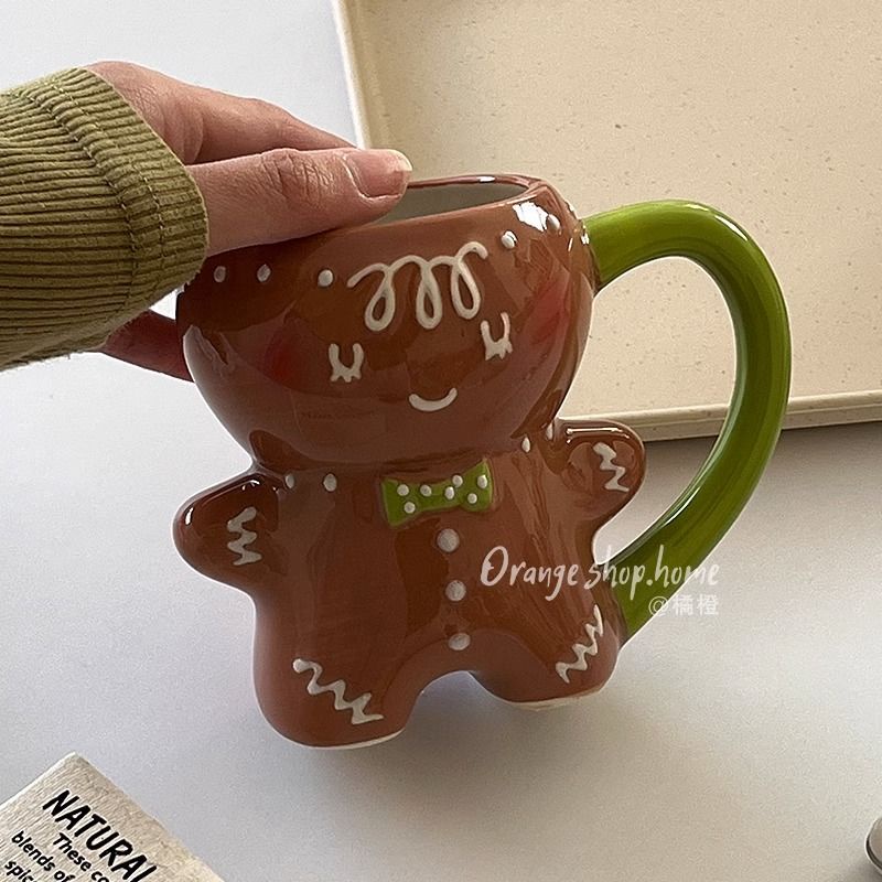 Creative Christmas Ceramic Cup Cute Super Cute Gingerbread Man Mug ...