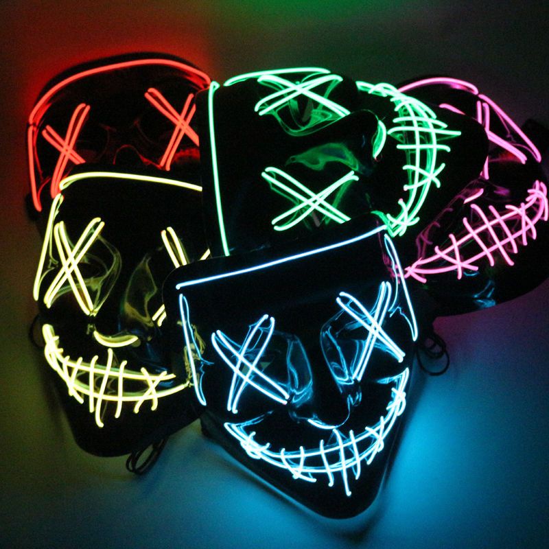 Halloween EL Luminous Mask LED Full Face Mask Men's and Women's Party ...