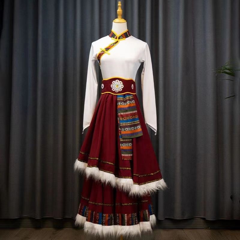 T Tibetan Dance Skirt Performance Costume Art Exam Square Practice ...
