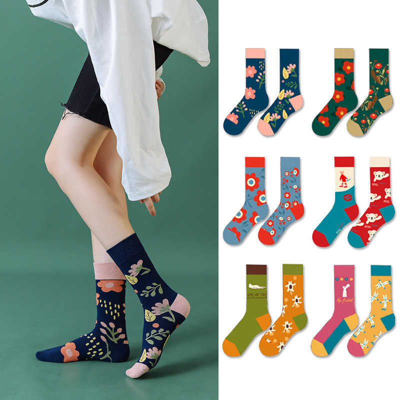 [Store Manager's Choice] Combed Cotton Asymmetric AB Socks Trendy ins ...