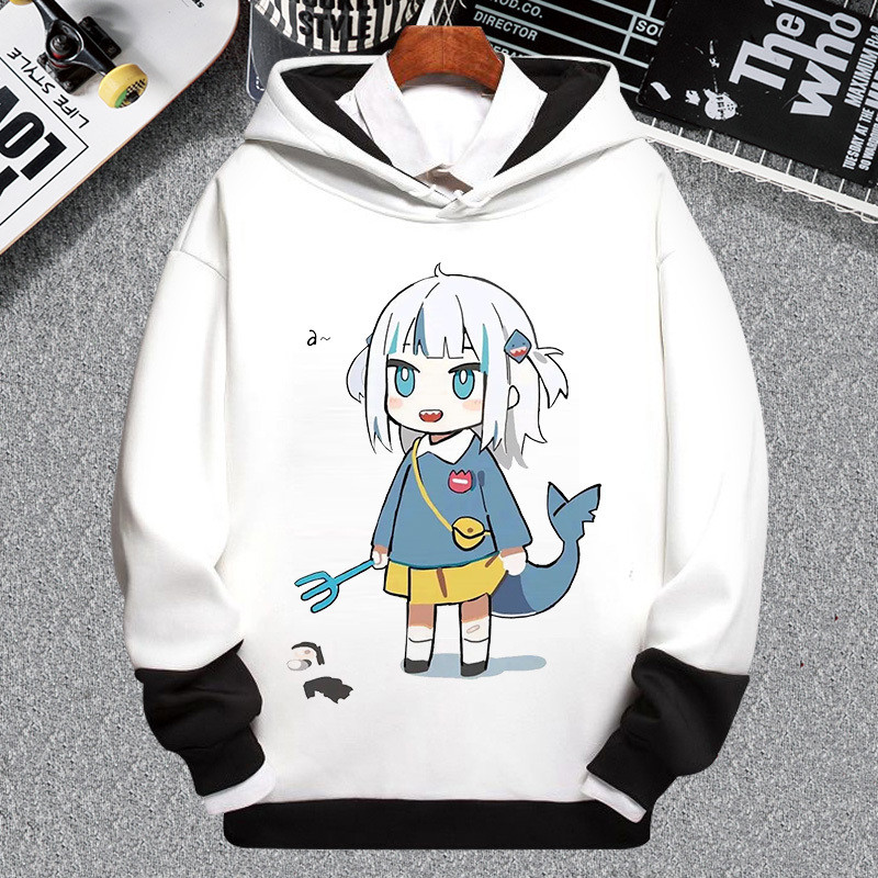 Anime Shark Girl Gawr Gura Hooded Sweatshirt Men Women Kavagura Two ...