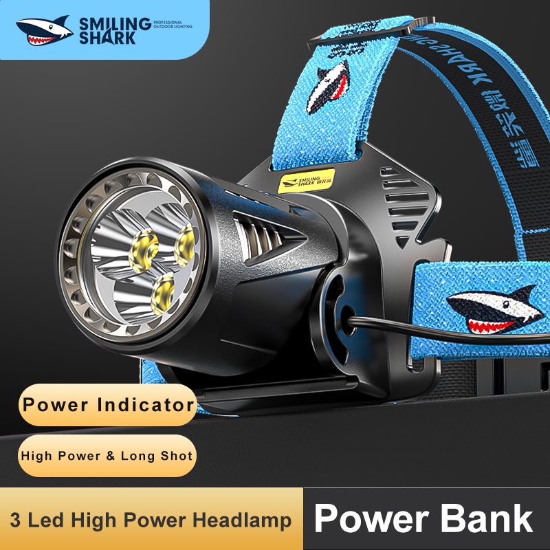 Smiling Shark Head lamp 15000LM M90 Powerful Strong Bright Headlight ...