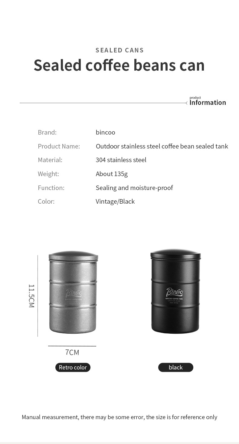Bincoo Coffee Bean Can Storage Jar Coffee Powder Sealed Jar Tea Tank ...