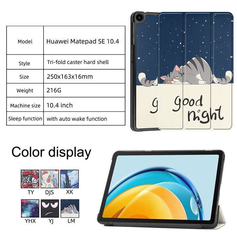 For Huawei MatePad SE 10.4" (2022) AGS5-L09 AGS5-W09 Tablet Casing Coloured Drawing Flip Leather ...