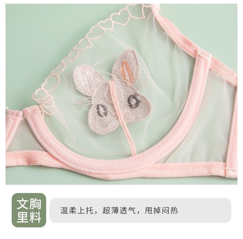 Kall's Blooms sexy lingerie women's full transparent bra cute rabbit ...