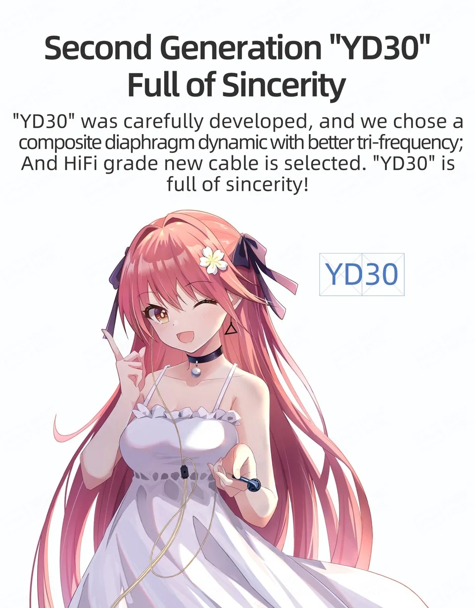 FAAEAL NiceHCK YD30 Wired Earphone UV Varnish Surface 3.5mm HIFI Music Earbud 15.4mm Dynamic HD ...