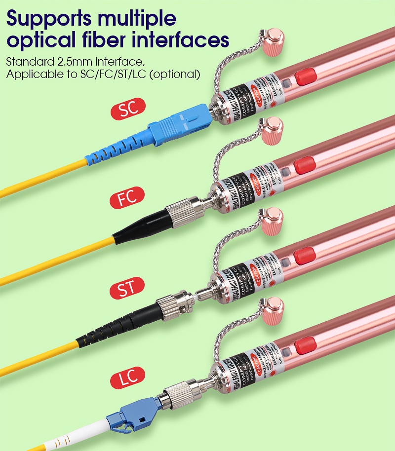 rechargeable visual fault locator 5-50mw pen type fiber optic ...
