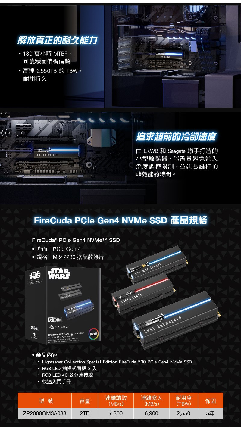 Seagate FireCuda 530 Fire Barracuda Lightsaber Limited Edition M.2 PCIe ...