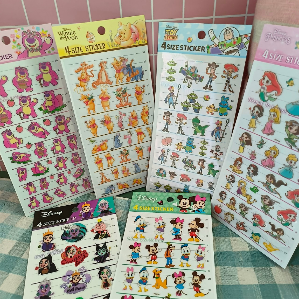 Disney Transparent Stickers Multi-Size Decorative Bear Hug Brother Ura Mickey Minnie Mermaid ...