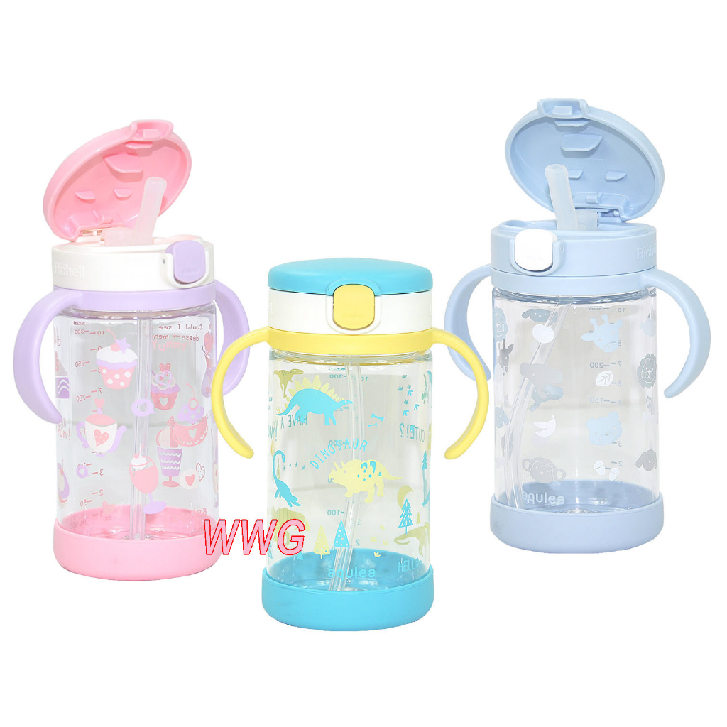 Richell Japan AQ Straw Water Cup 320ML (Including Base) Cute Pet ...