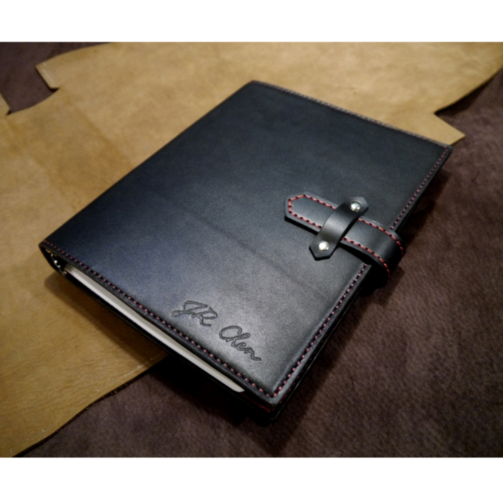 KH Handmade Leather Studio MIT Pure Hand-Made B5 26-Hole Metal Binder ...