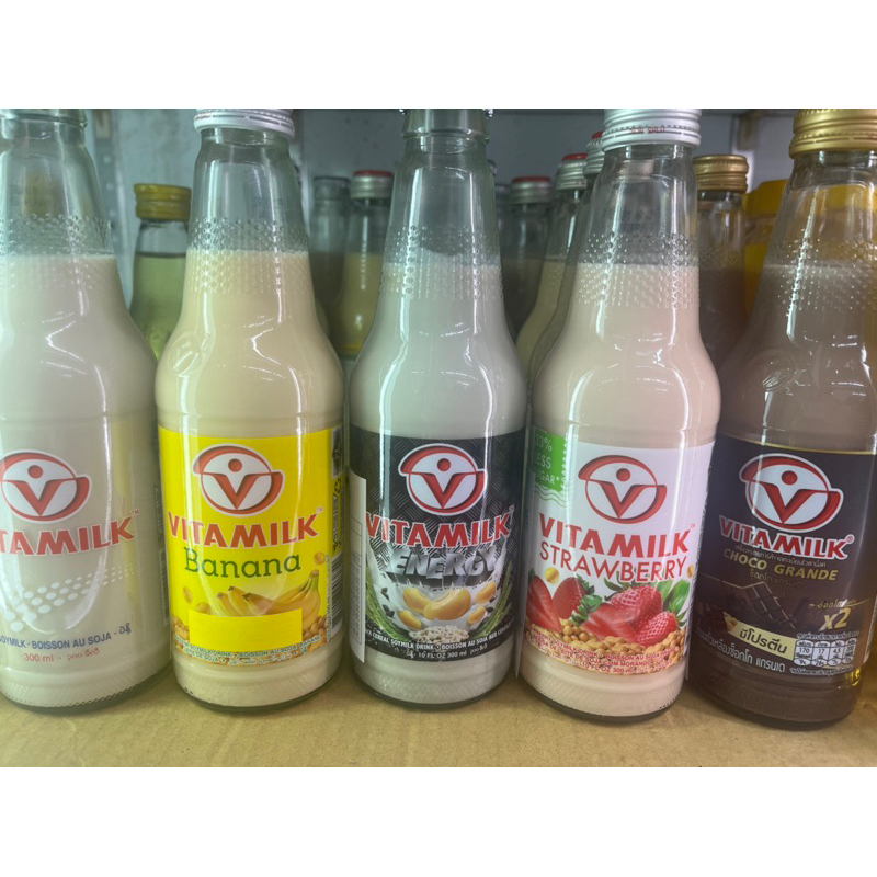 Thailand Vitamilk Soy Milk Strawberry, Sesame, Original Flavor, Banana, Double Chocolate 300ml ...