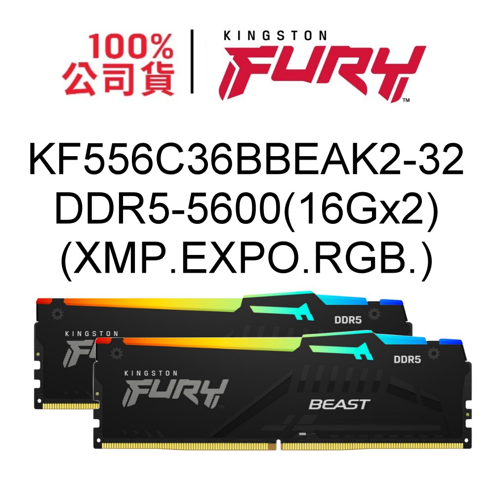 Kingston KF556C36BBEAK2-32 16G FURY Beast RGB DDR5 5600 XMP EXPO | Shopee Malaysia
