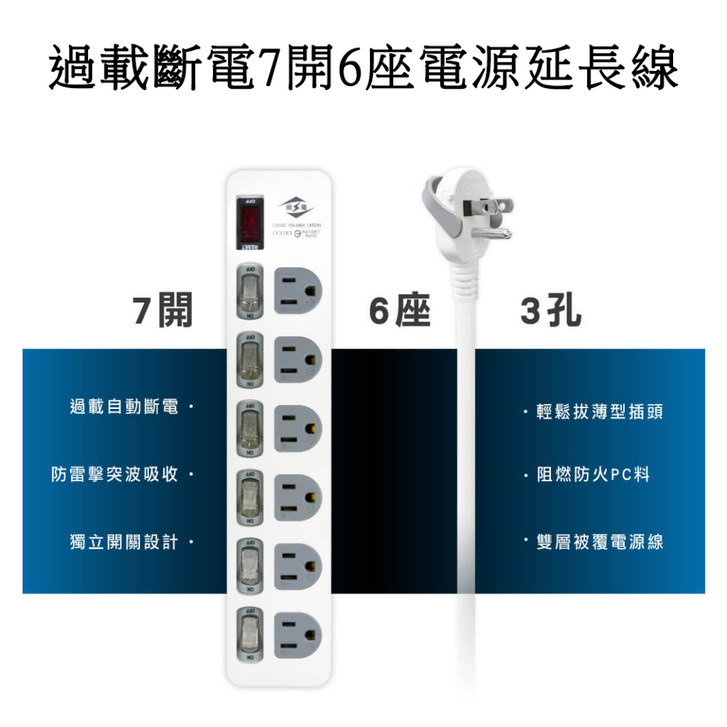 New Safety Certification Made In Taiwan Weidian 3P Power Extension Cord ...