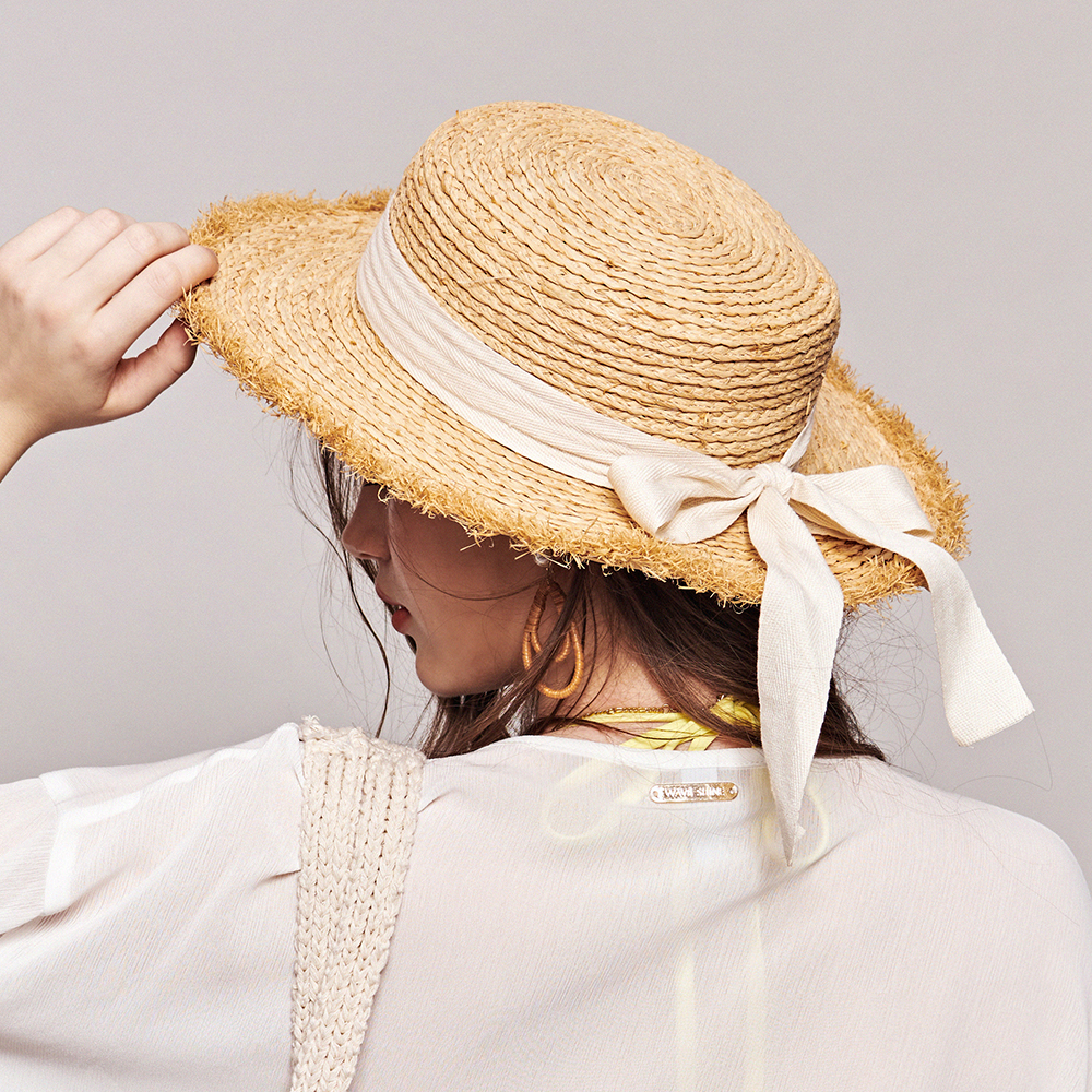 WAVE SHINE-Bow Ribbon Dome Straw Hat-Female [F5WH013] | Shopee Malaysia