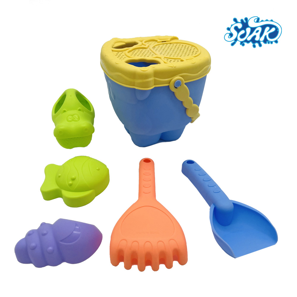 SOAK Soft Rubber Hippo Beach Bucket 7-Piece Set Toy Water Toys | Shopee ...