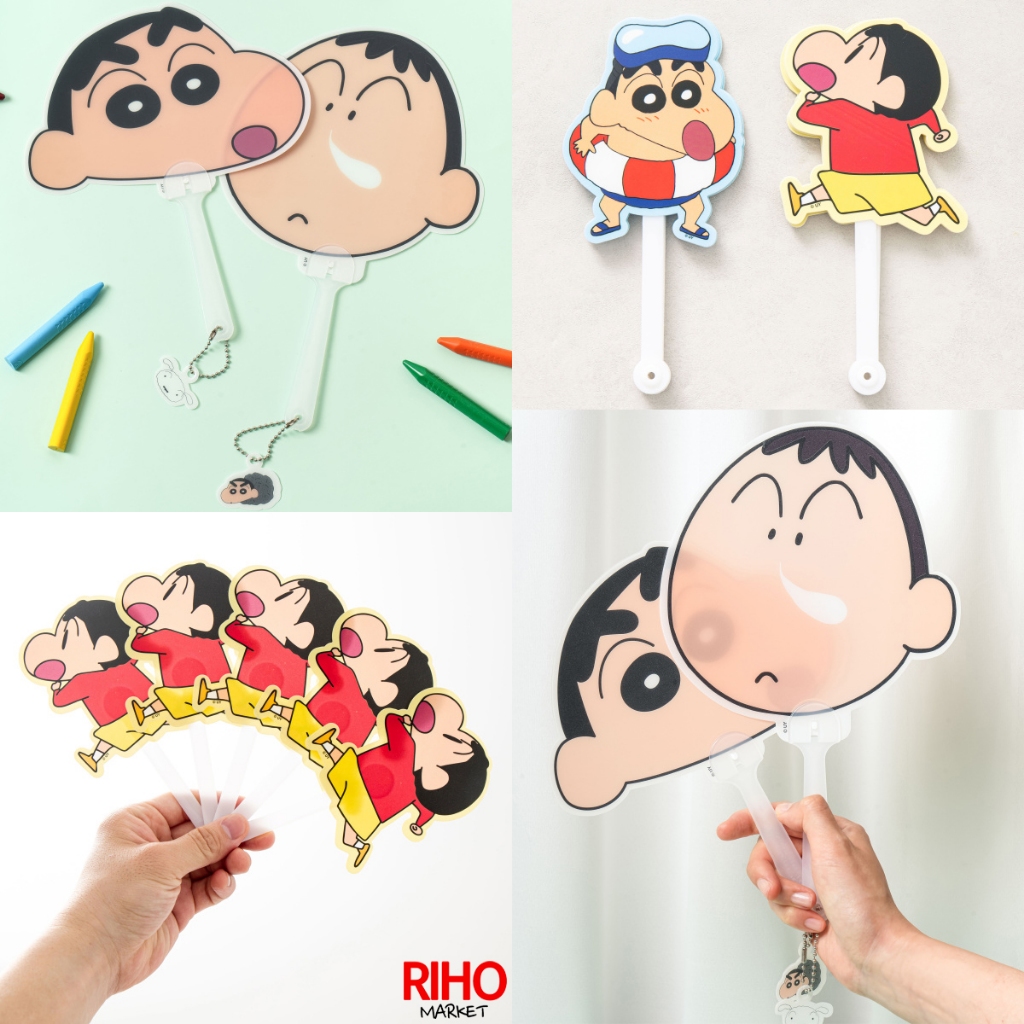 Korea Daiso Crayon Shin-Chan Style Hand Fan Cartoon Cute Folding ...