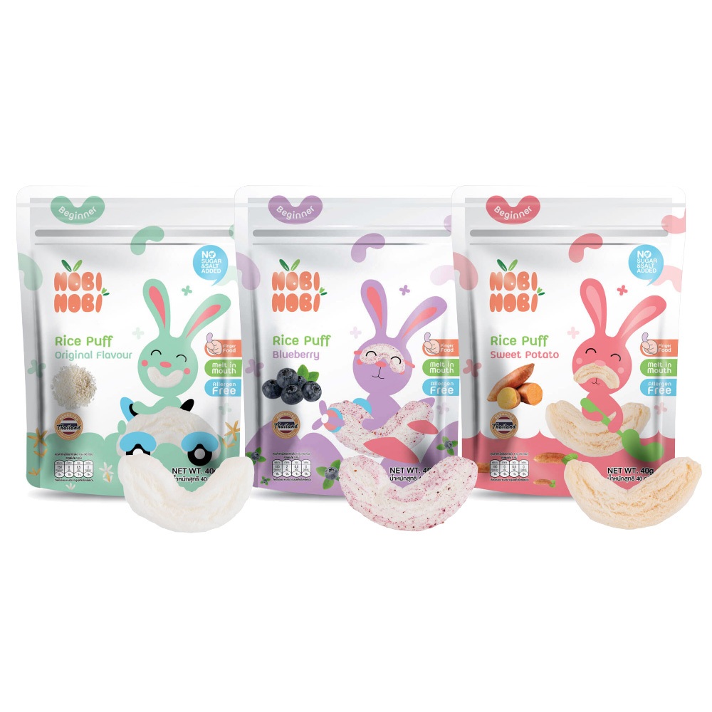 [Nobi Nobi] Nabi Curved Rice Crackers-Original Flavor/Blueberry/Sweet ...