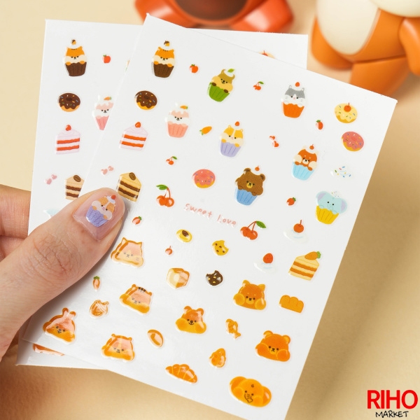 Korea Daiso Dudu Face Cute Animal Nail Stickers Supplies Modeling ...