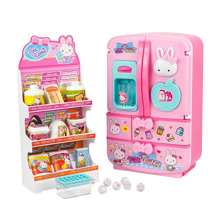 Pink Rabbit Simulation 3-Layer Double Door Large Refrigerator Set ...