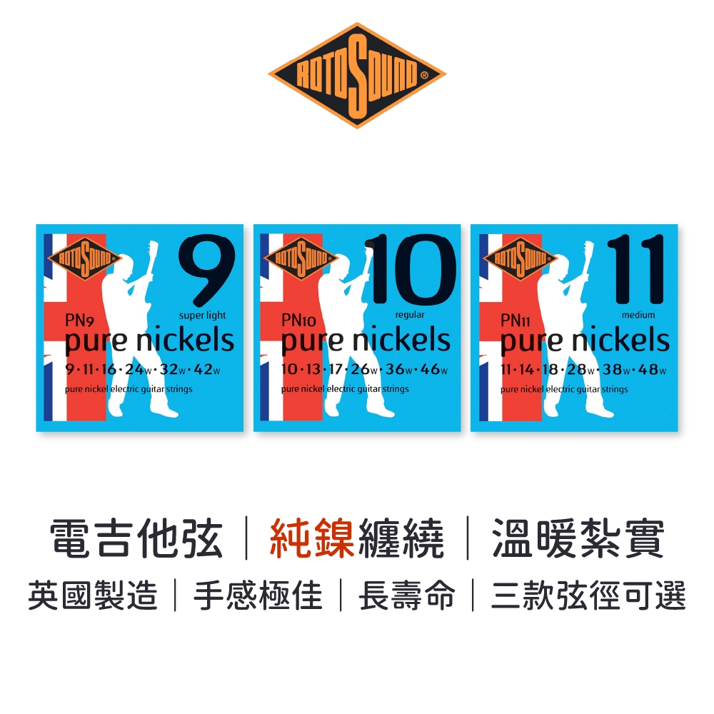 Rotosound Electric Guitar Strings|Pure Nickel Winding|Warm Thick|Made ...