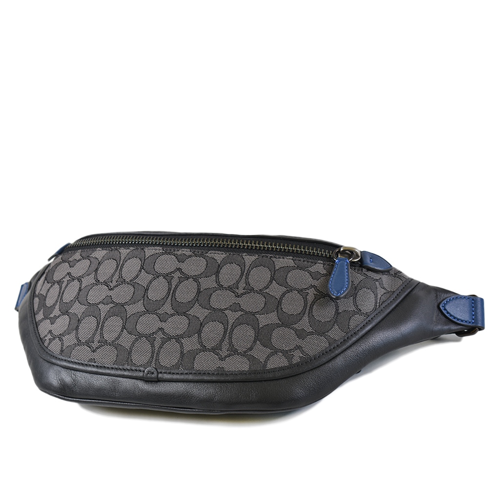 COACH Counter Men's Jacquard LOGO Cloth And Leather Zipper Waist Bag ...