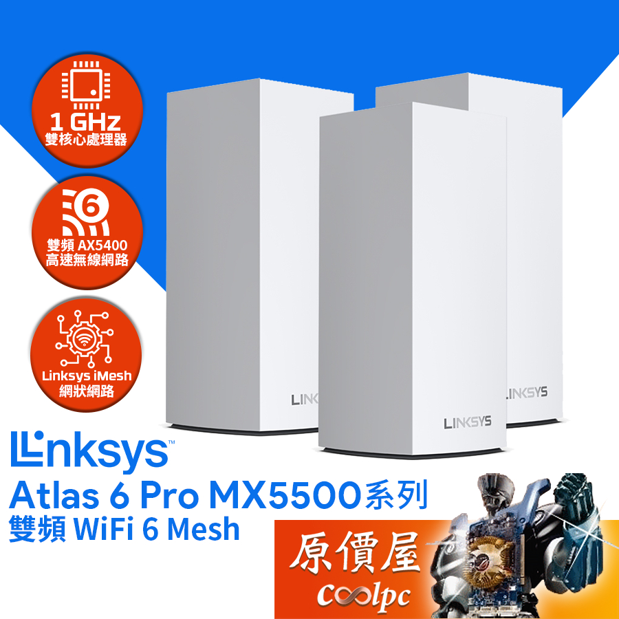Linksys Atlas 6 Pro MX5500 Series AX5400 Dual Band WiFi 6 Mesh/Made In ...