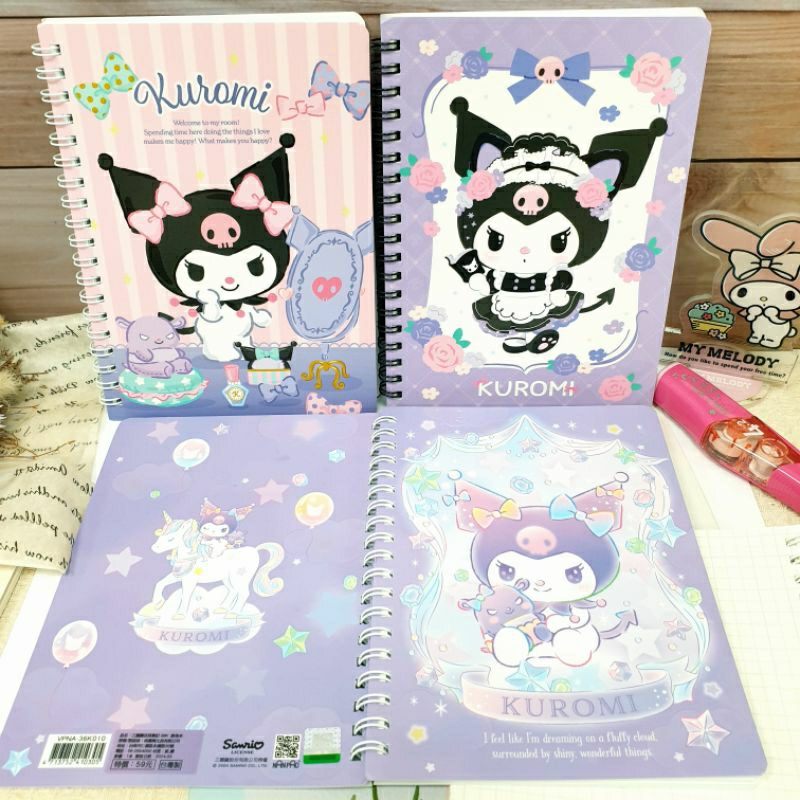 Kuromi Coil Notebook Sanrio Horizontal Square Notepad Loose-Leaf Note ...