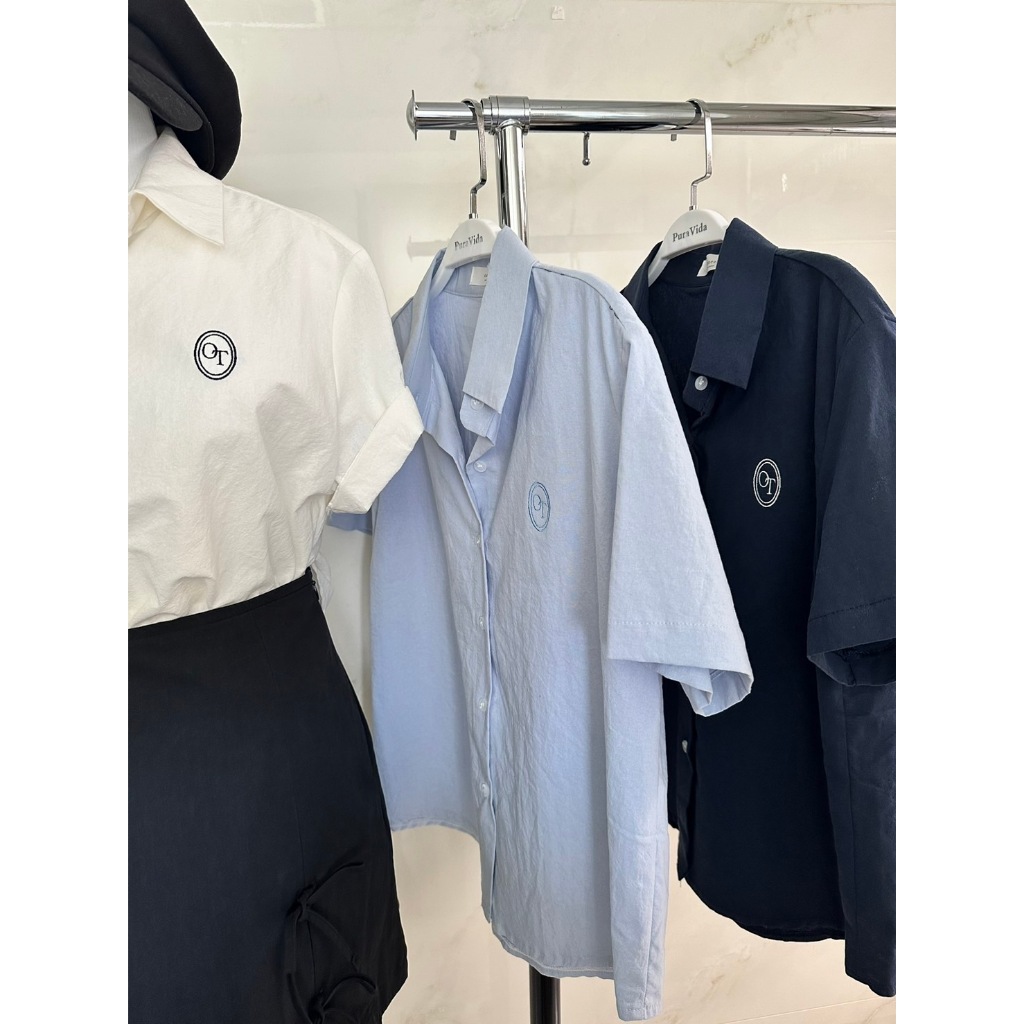 Pramida Genuine Korean OM501 Embroidered Small Round LOGO Half-Sleeved ...