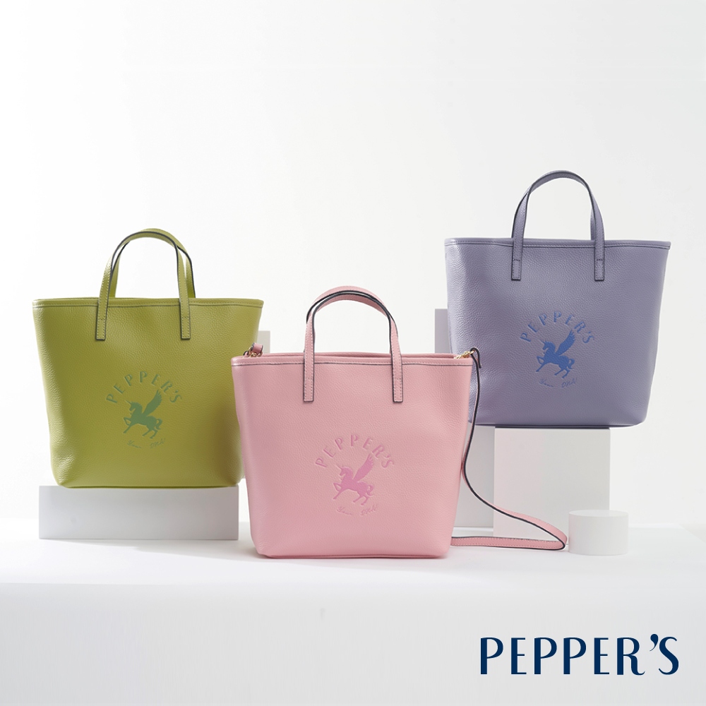PEPPER'S|PEGASUS Cowhide Tote Bag-Rose Pink/Roland Purple/Tender Green ...