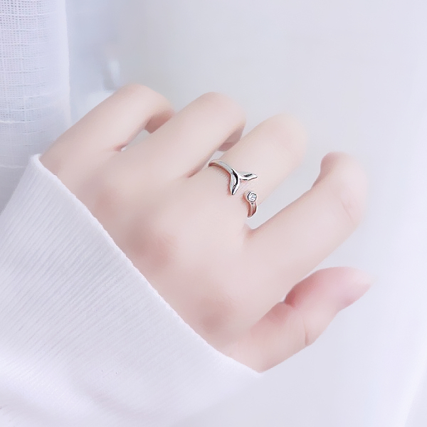 Ring Korean Temperament Romantic Micro-Inlaid Mermaid Fishtail Zircon Open K5282 Taiwan Shipment ...
