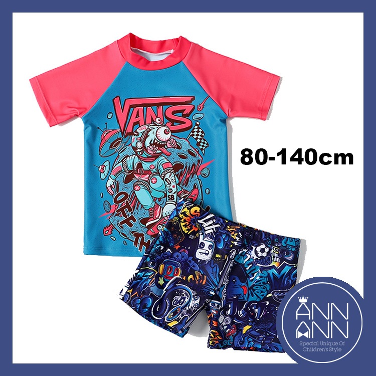 Boys Swimwear Half Sleeve Split Swimsuit-VANS Space Robot Annann ...