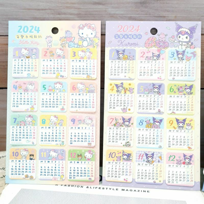2024 Hello Kitty Annual Calendar Sticker Kuromi Handbook Date | Shopee ...