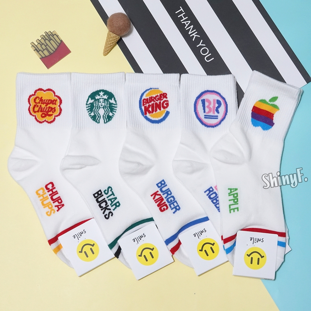 Korean Socks Brand LOGO Double Good Starbucks Burger King 31 Ice Cream ...