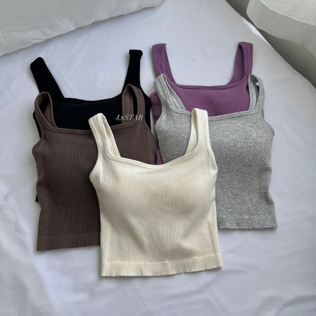A _ STAR | Korea Synchronous Square Neck Pit Strip Cup bratop Cute Vest ...